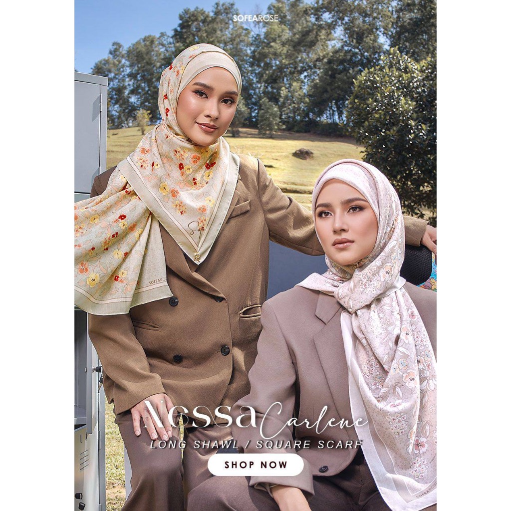 ORIGINAL SR 💙Nessa Carlene Series Shawl Square Bawal by SOFEAROSE 💙 ...