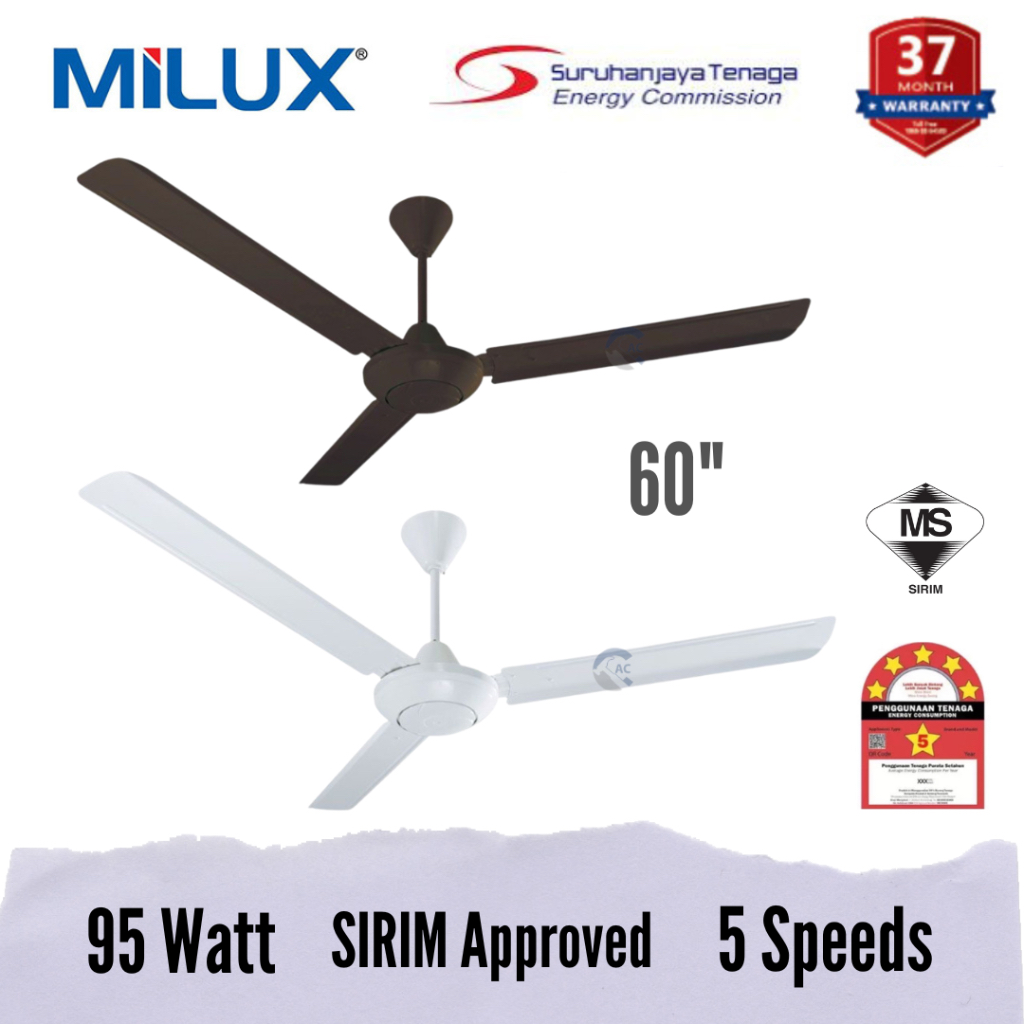 MILUX CEILING FAN 60” MCF-600WH REGULATOR / KIPAS SYLING 60” EUROWIND ...