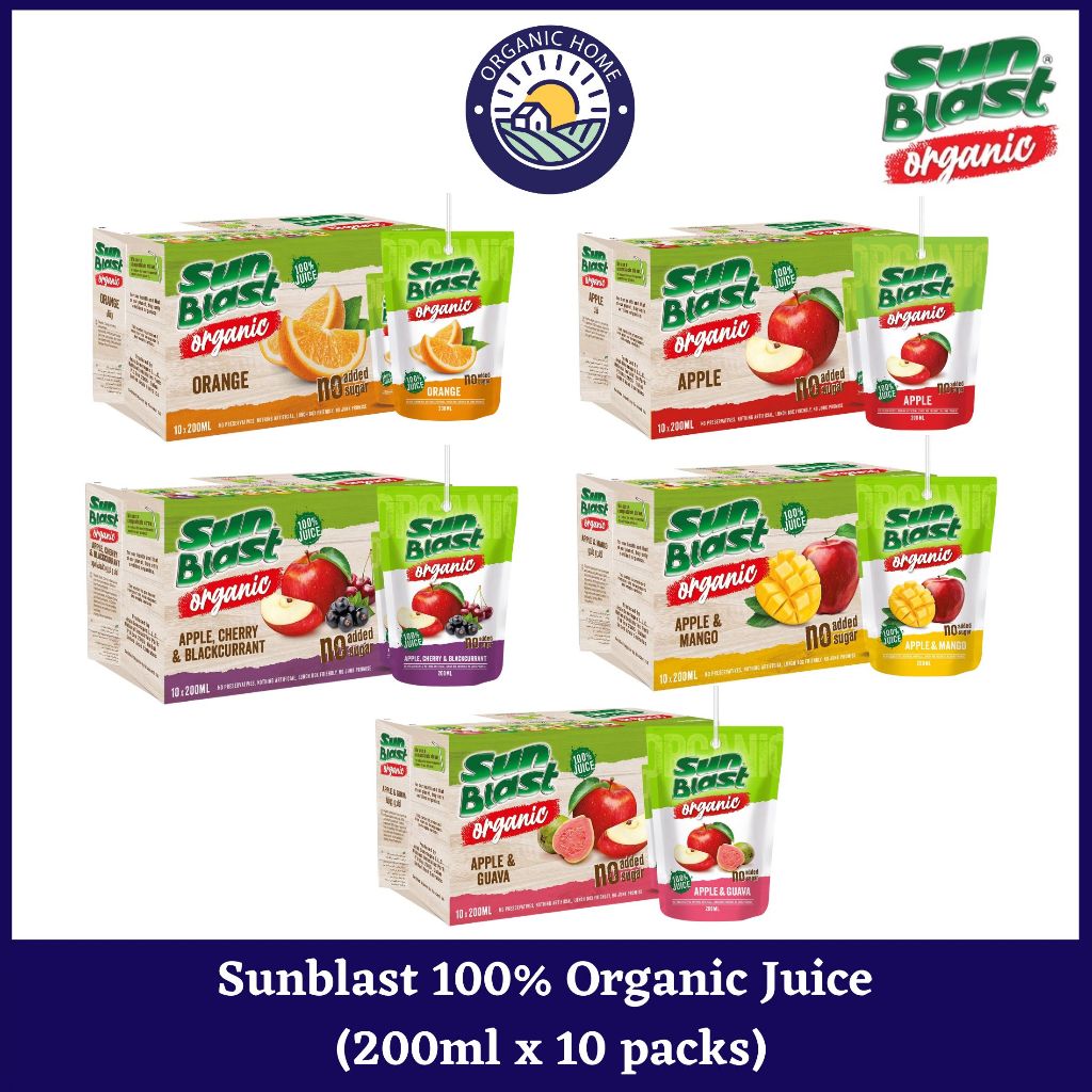 Sunblast 100% Organic Juice [200ml] x 10 packs | Shopee Malaysia