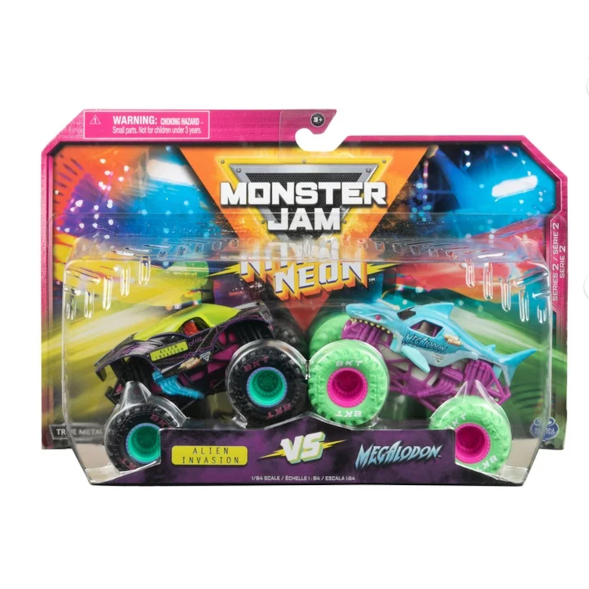 Monster Jam, 2-Pack Neon 1:64 Nitro Monster Trucks, Alien Invasion Vs ...