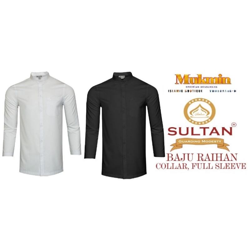 Baju Raihan Kurta Button Hadapan Sultan Hitam Putih | Shopee Malaysia