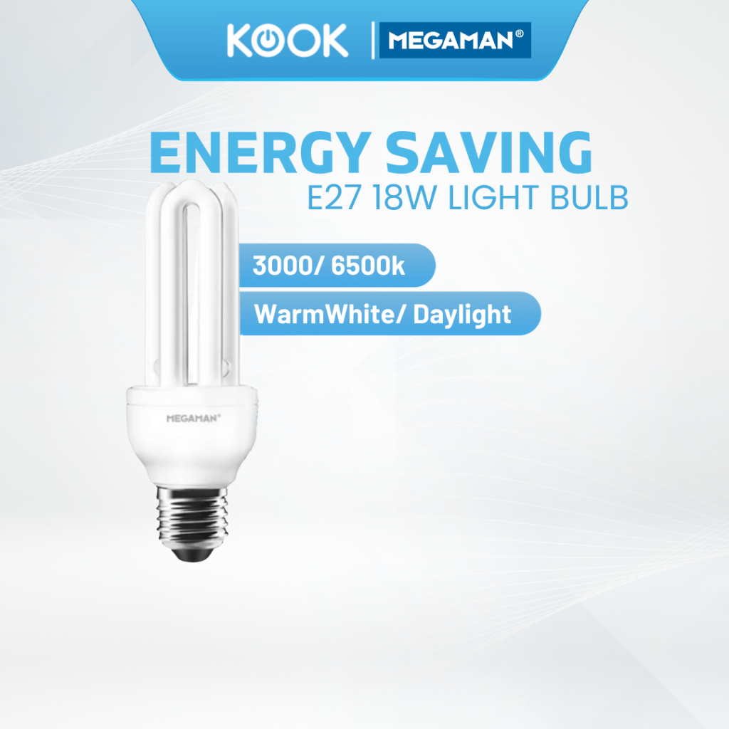 MEGAMAN CFL 3U E27 Light Bulb 18W Bright Energy Saving Bulb LED Bulb ...