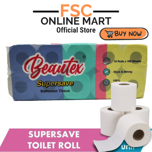 [FSC] Beautex Bathroom Tissue Toilet Roll 160sheet x 10roll | Shopee ...