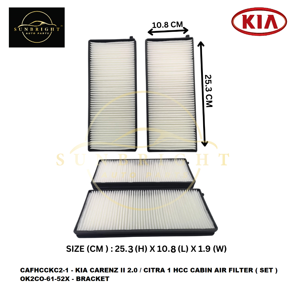 KIA CARENZ II 2.0 / CITRA 1 HCC CABIN AIR FILTER ( SET ) OK2CO-61-52X ...