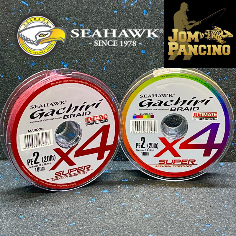 【Jom Pancing】SEAHAWK GACHIRI X4 PE BRAID ULTIMATE 100M SERIES BRAIDED FISHING CASTING LINE,Tali ...