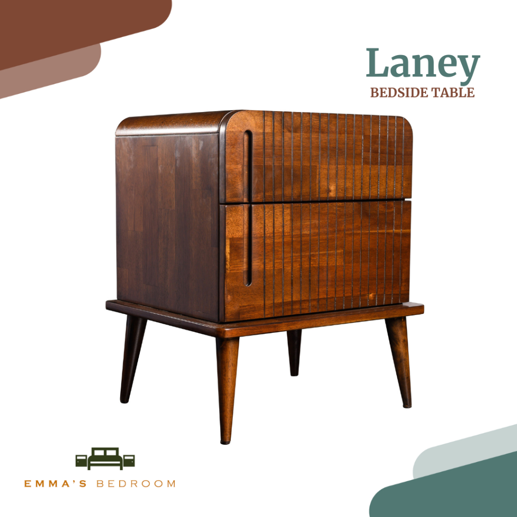 Laney Bedside Table Solid Wood Borneo Teak Bedroom Furniture (NTB-A01 ...
