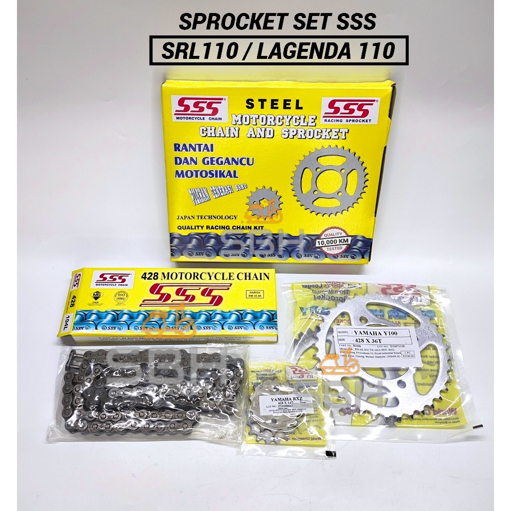 SRL110 SRL110 Z/ZR [100% ORIGINAL]SSS SPROCKET SET 428 #SPROCKET RANTAI ...