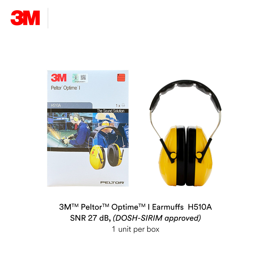 3M H510A Peltor Optime I Safety Earmuffs SNR 27 dB/ DOSH SIRIM approved ...