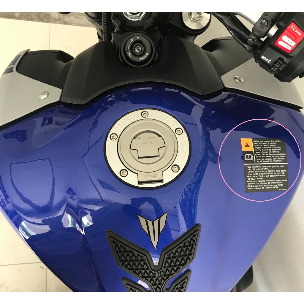 CFS606 Yamaha MT09 MT-09 V3 Fuel Tank Warning Standard Stock Stiker ...