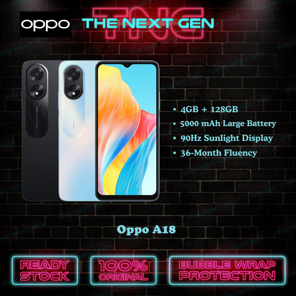 OPPO A18 | 4GB+4GB RAM* + 128GB ROM | 5000mAh | Shopee Malaysia
