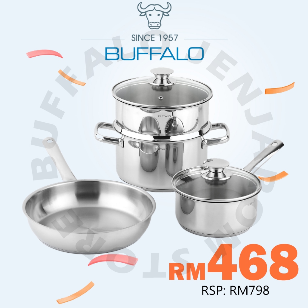 BUFFALO 6pcs Stainless Steel 304 Cookware Set (16cm Sauce pot / 24cm ...
