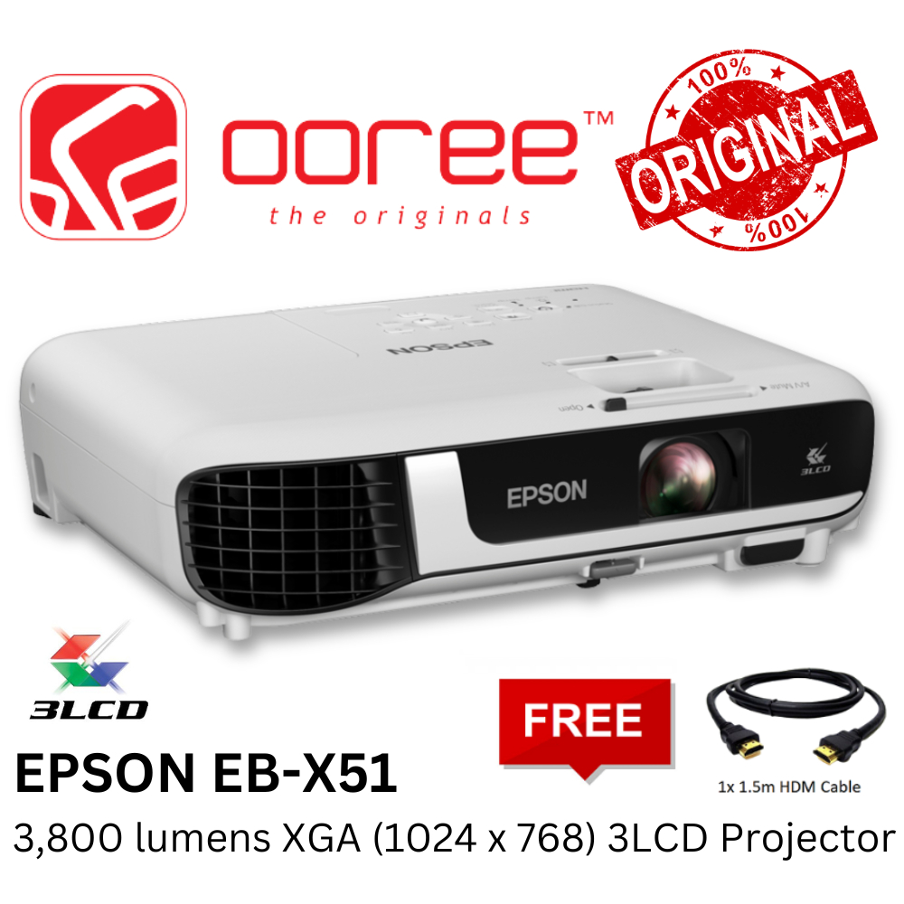 EPSON EB-X52 X52 / EB-X51 X51 PROJECTOR 3800 LUMENS 3LCD XGA (1024x768 ...
