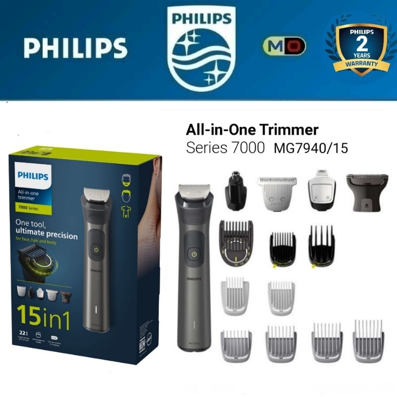 [New] Philips MultiGroom Series 7000 Set with Storage Pouch and 15 ...