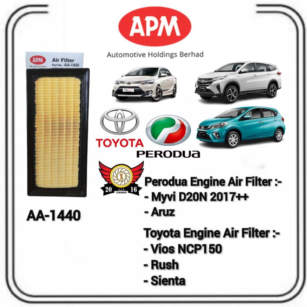 (100% ORIGINAL APM) ENGINE AIR FILTER - PERODUA MYVI D20N/ ARUZ/ TOYOTA ...