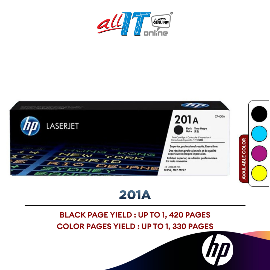 HP 201A Toner Cartridge (Black/Cyan/Magenta/Yellow) - CF400A / CF401a ...