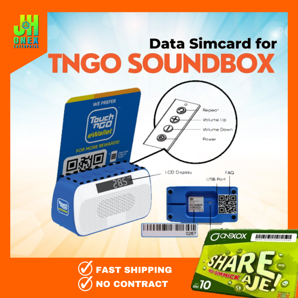 Touch 'n Go eWallet Soundbox ONEXOX Nano Sim Card for Touch n Go ...