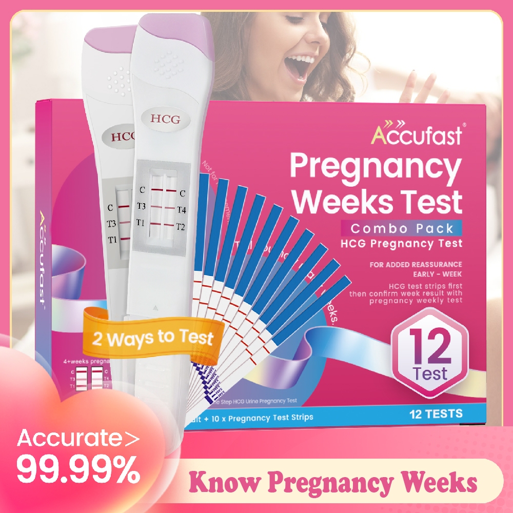 12Pcs ACCUFAST Pregnancy Weeks Test Kit Count HCG Growth UPT Pregnancy ...
