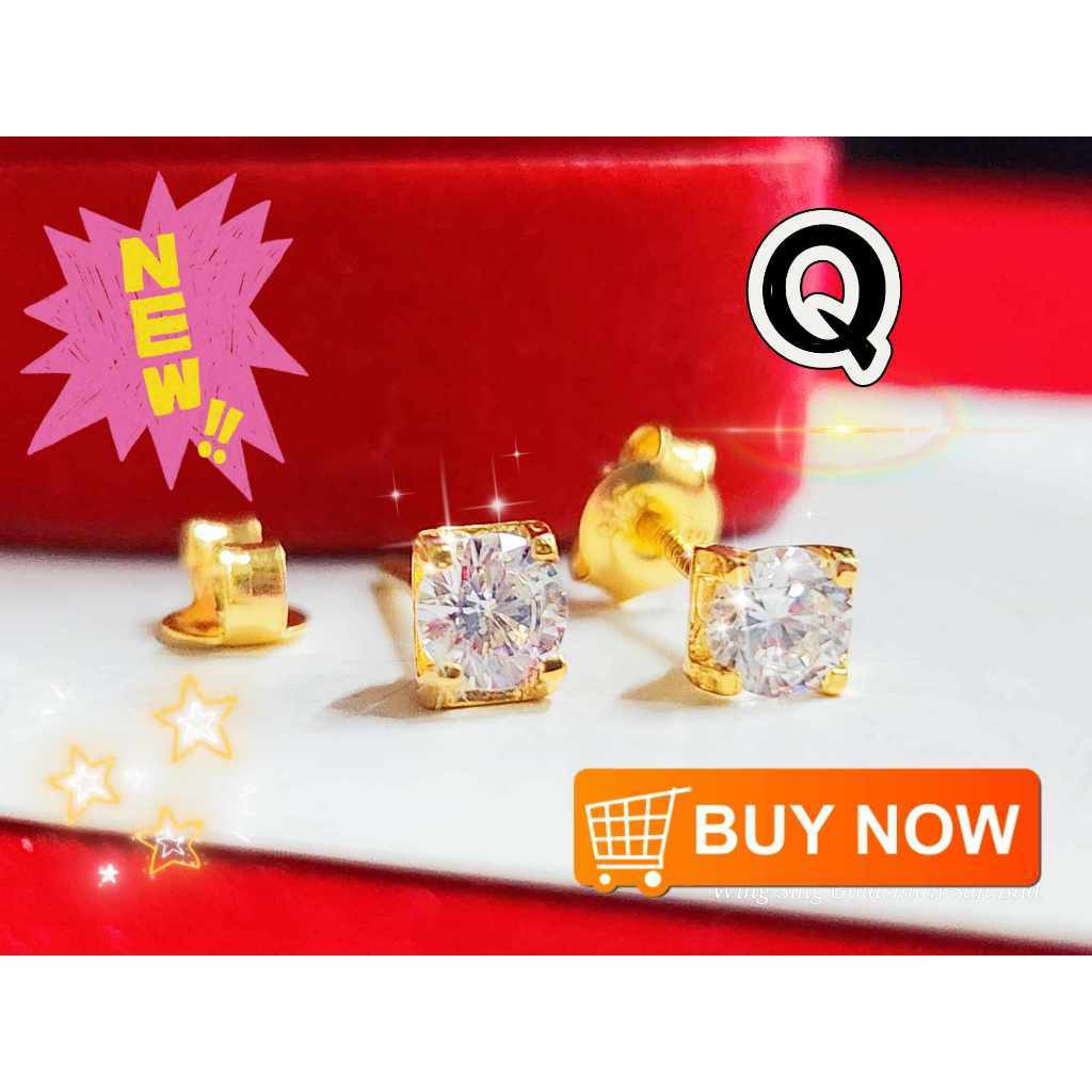 Wing Sing Subang Paku Emas 916 Apple Kitty Rabbit Bunga Kunci Love Star ...