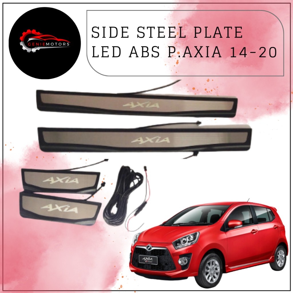 PERODUA AXIA 2014 - 2020 SIDE STEEL PLATE DOOR STEP WITH LED BLUE ...