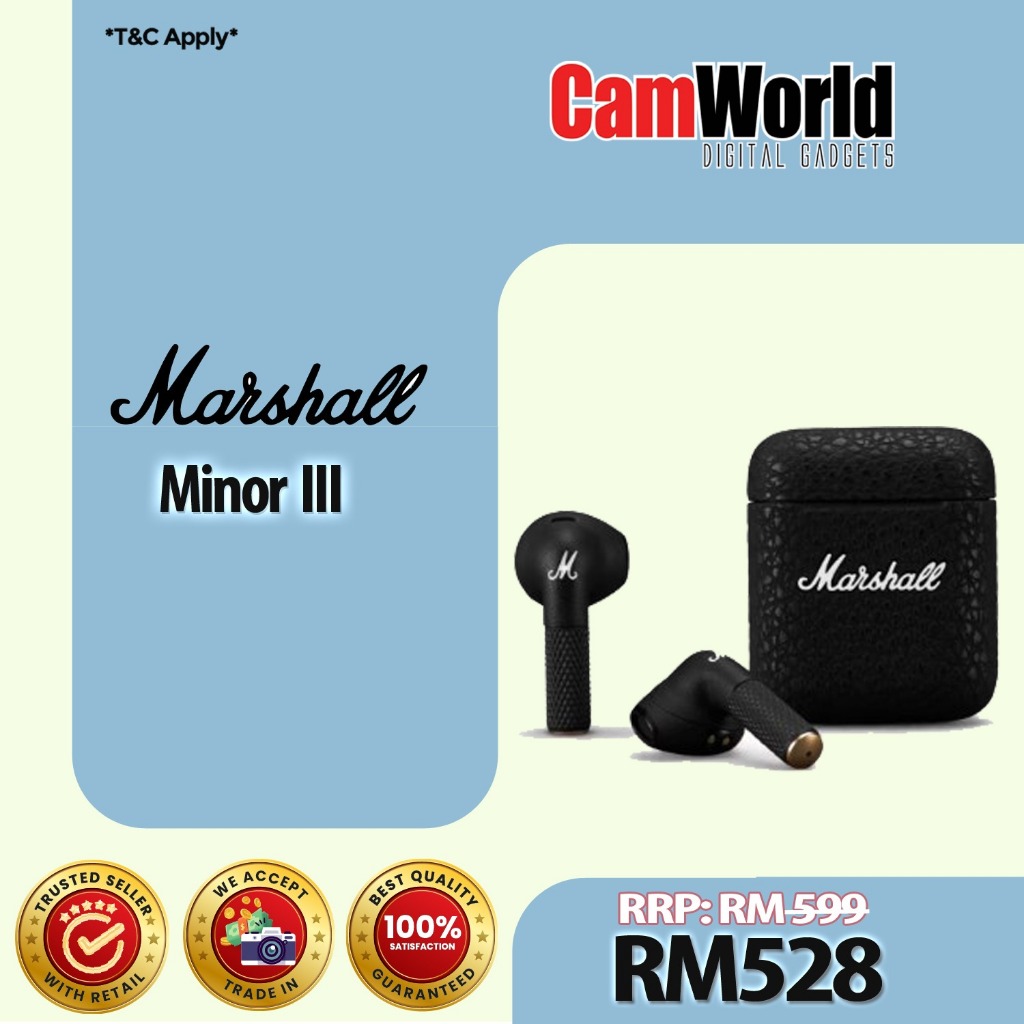 MARSHALL MINOR III BLACK BLUETOOTH EARPHONES | Shopee Malaysia