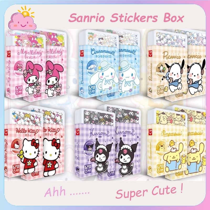 120pcs Sanrio Stickers Gift Box Pelekat Comel Kuromi Cinnamoroll ...