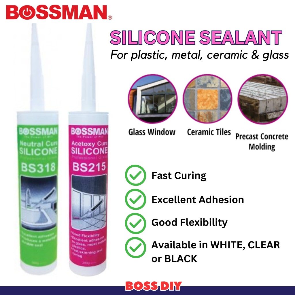 BOSSMAN Neutral Cure Silicone Sealant 300g / Acetoxy Cure Silicone ...