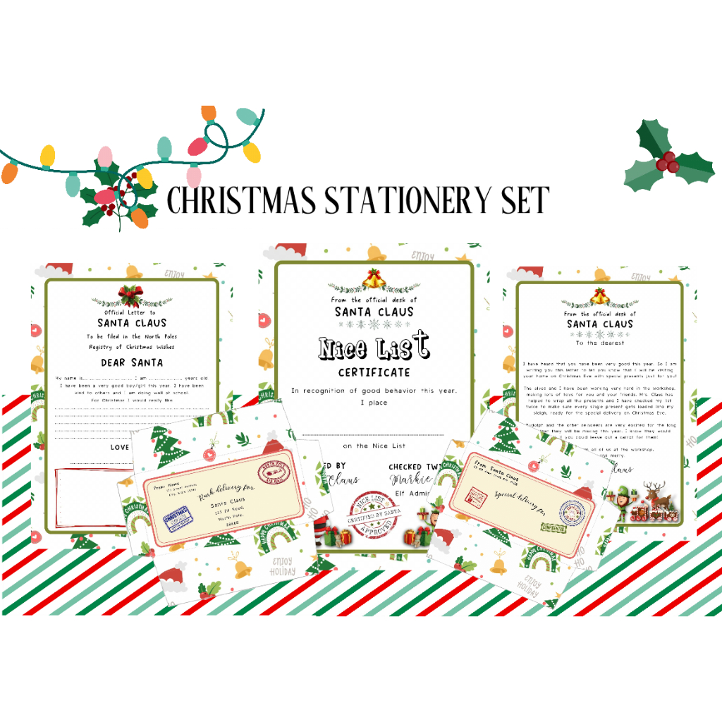 Printables Christmas Set Letter to Santa Nice List Certificate Letter ...