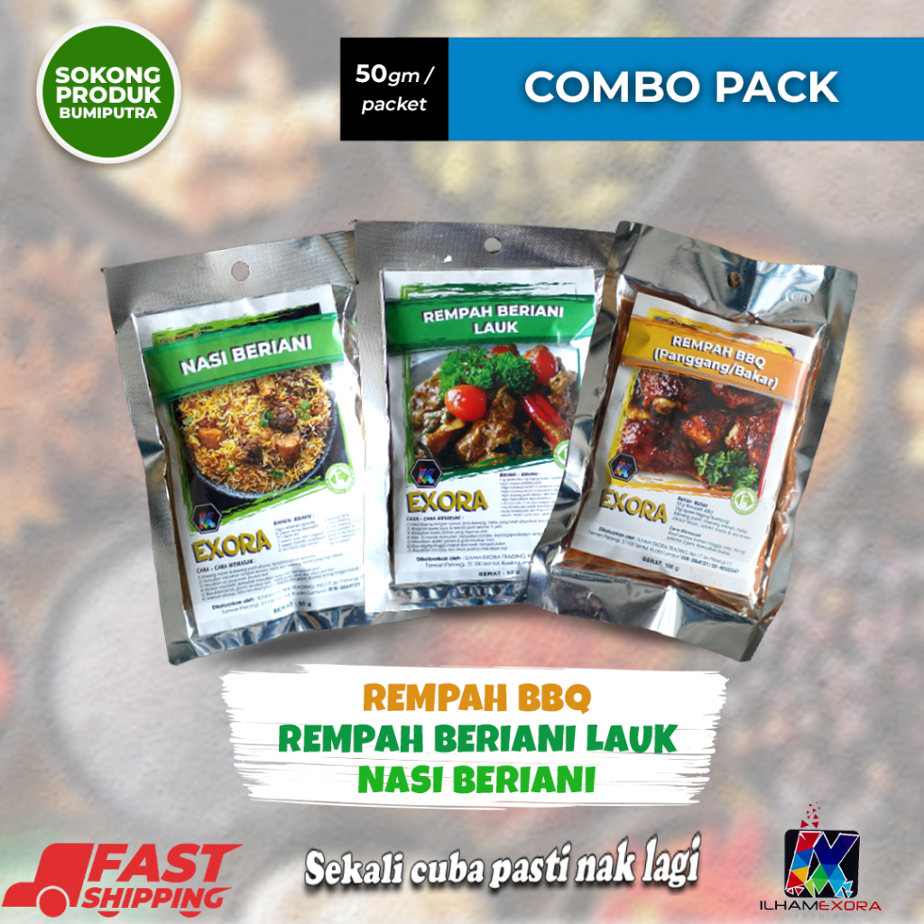 3 packs combo | value buy | Rempah BBQ, Rempah Beriani Lauk, Rempah ...