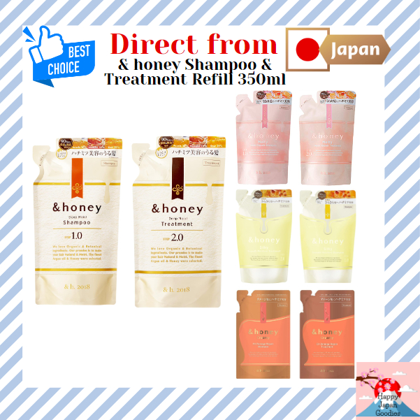 [Direct from JAPAN] & honey Shampoo & Treatment Refill 350ml Deep Moist/Melty/Silky/Creamy ...