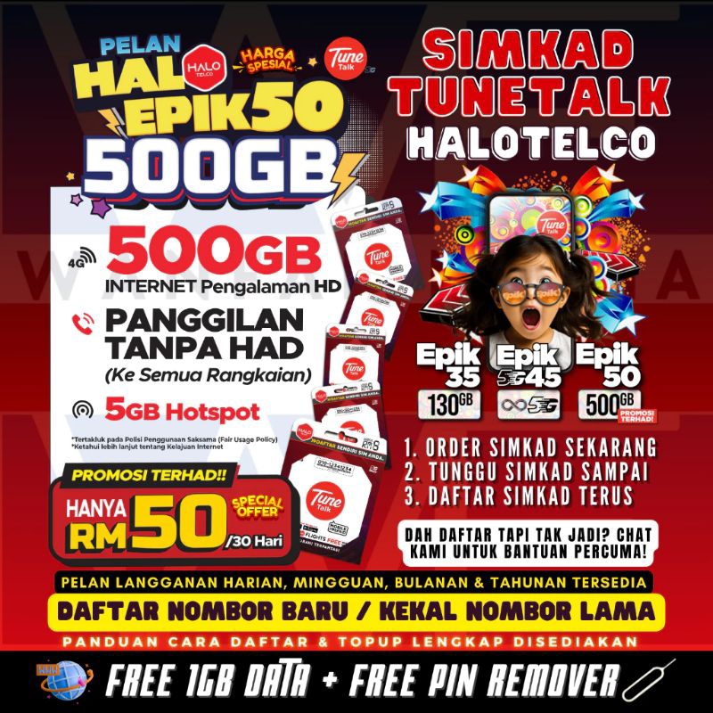 Simkad Unlimited Plan Tune Talk Halo Telco | Simkad Viral di Malaysia ...