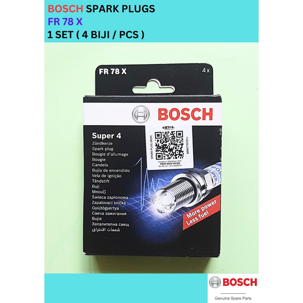 [ FR78X ] 100% GENUINE BOSCH Super 4 Spark Plug Proton Waja, Wira 1.6, Perdana / Toyota Vios ...