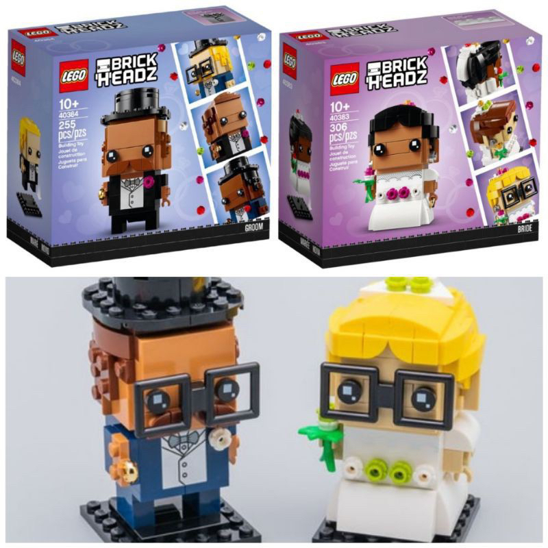 [MR BRICK] Lego 40383 40384 Brickheadz Wedding Bride & Groom bundle ...