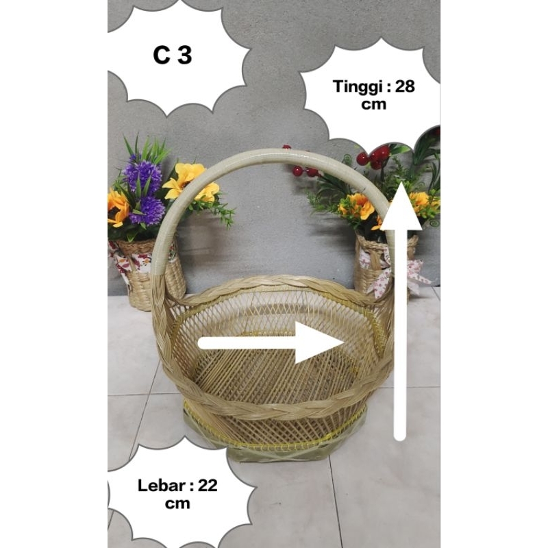 New Design Rattan Bamboo Basket/ Bakul Bertangkai Handmade | Shopee ...