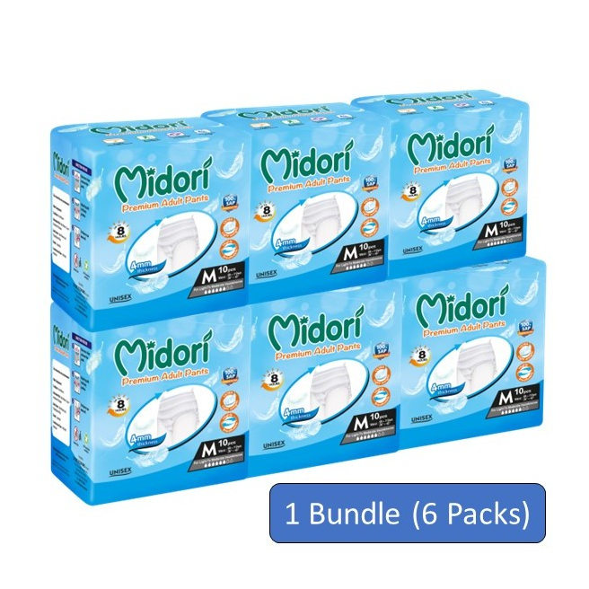 Midori Adult Diaper Pants/Underwear (M10/L9/XL8) x 6 Packs | Shopee ...