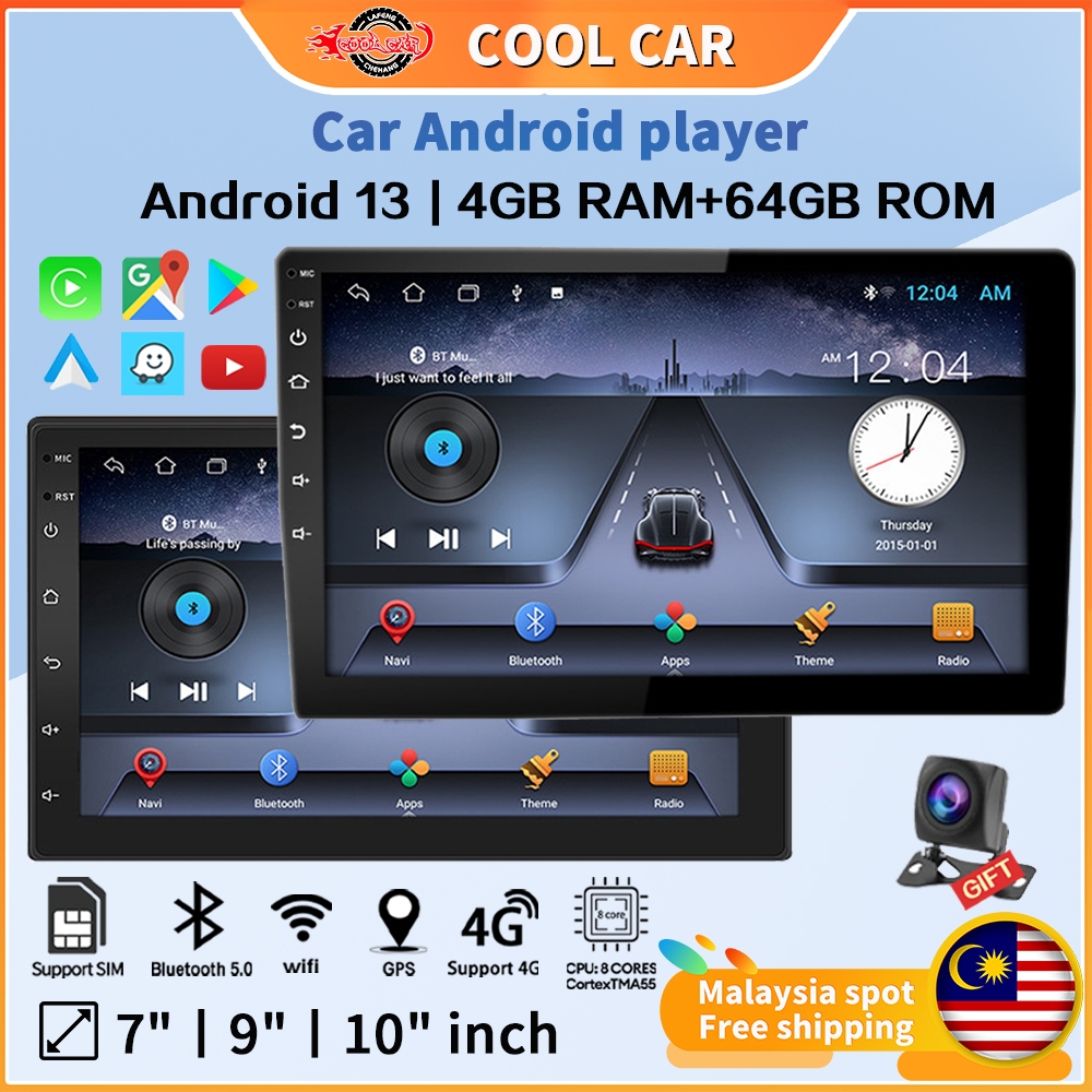 【4GB RAM+64GB ROM】Car Android player 7 9 10 inch eight cores car radio ...