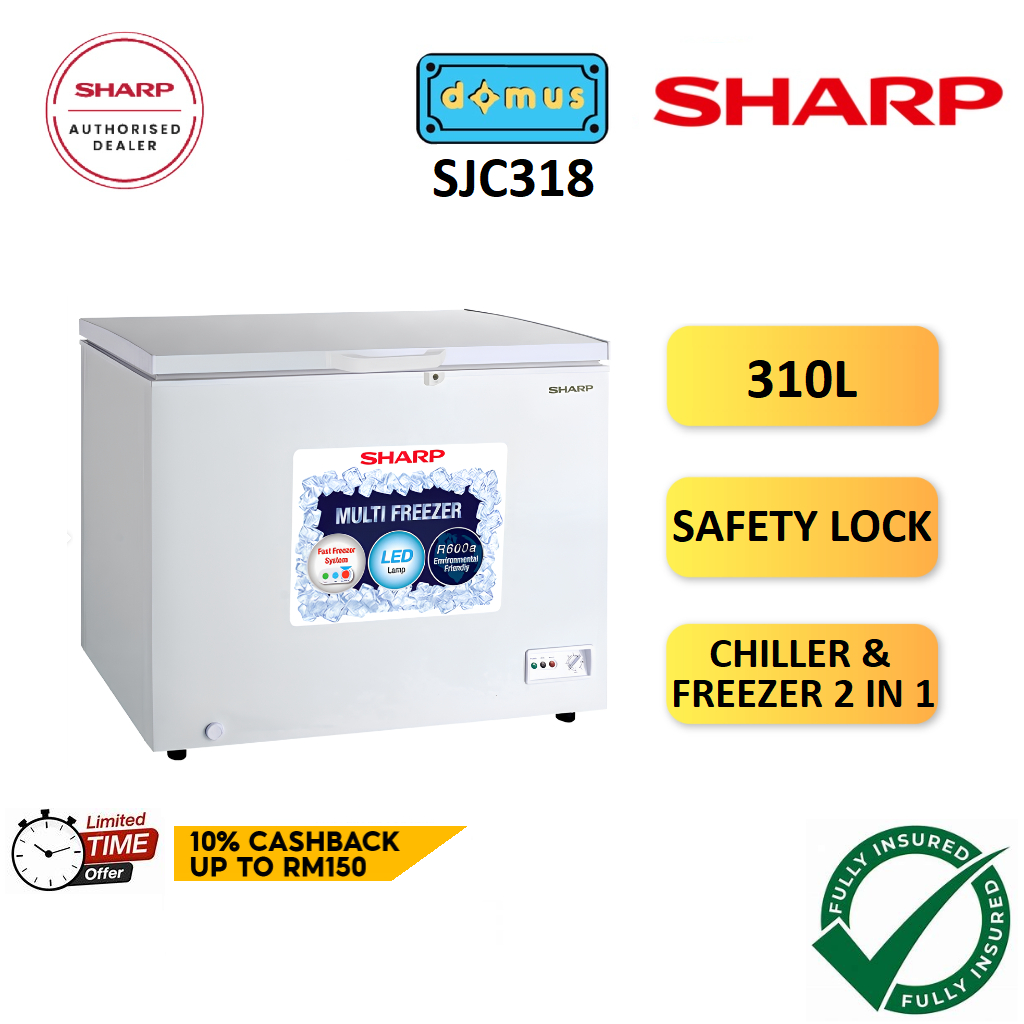 Sharp Chest Freezer 310L With LED Peti Freezer Murah Deep Freezer Mini ...
