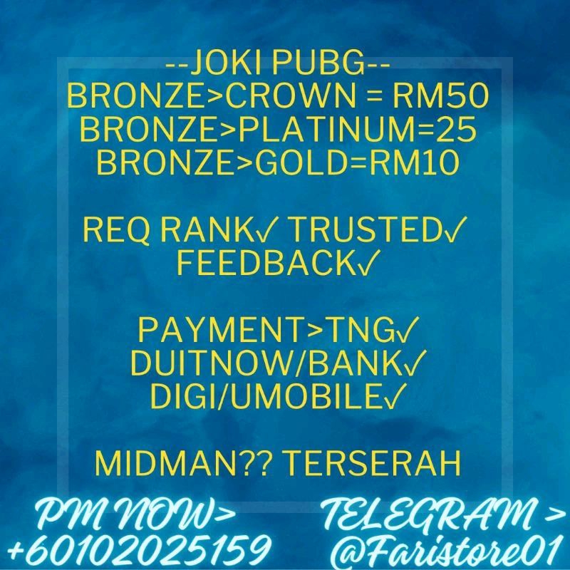 JOKI PUBG MOBILE !!! ( CHAT UNTUK PAYMENT) | Shopee Malaysia