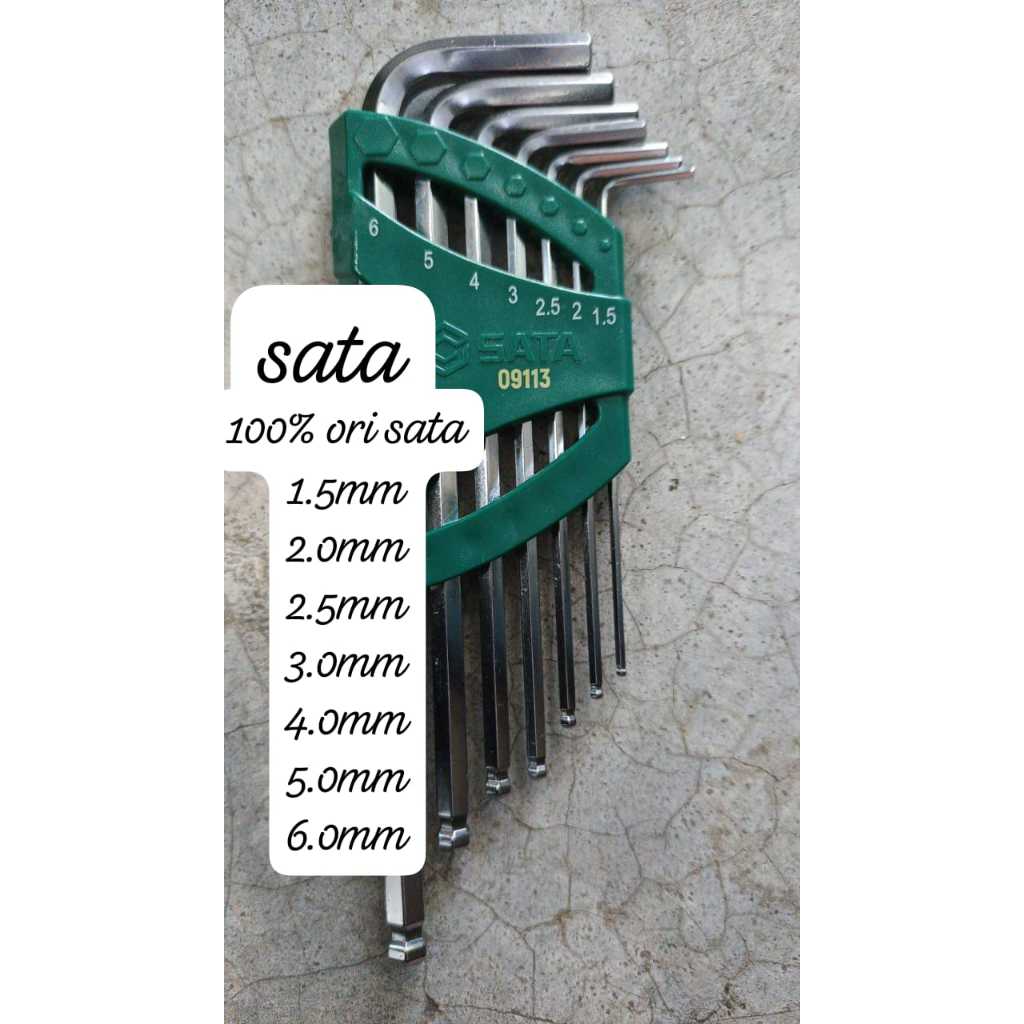 SATA 7PCS. METRIC LONG ARM / EXTRA LONG ARM BALL POINT ALLEN KEY 1.5MM ...