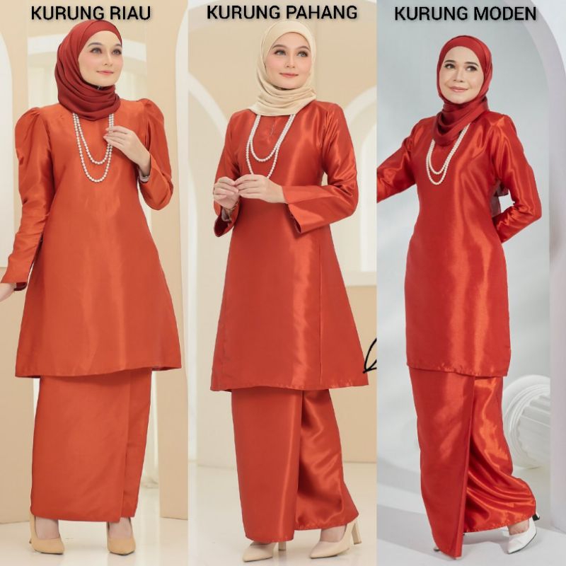 [NEW ARRIVAL] BAJU KURUNG SHANTUNG SILK WARNA OREN BATA - KURUNG PAHANG ...