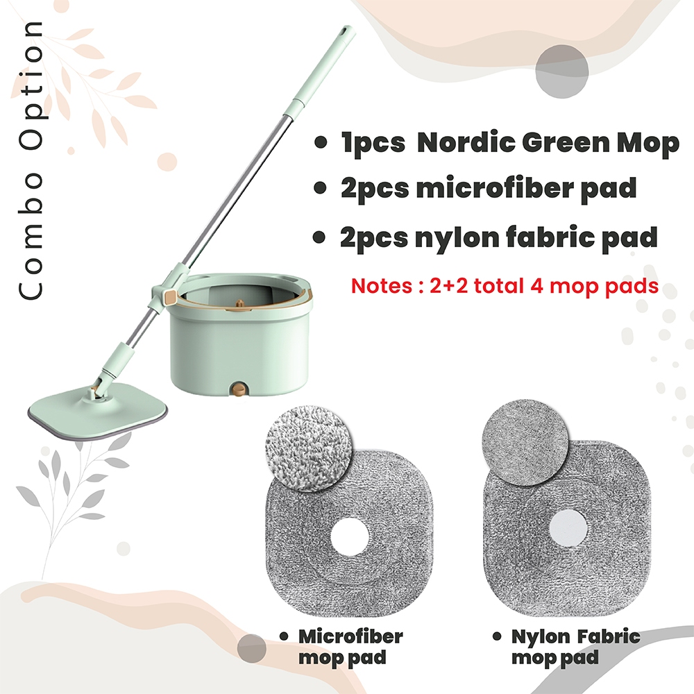 Encora 360° Rotation Dirty & Clean Water Separation Square Spin Mop ...