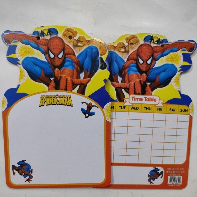 Spiderman Mini Timetable Memo Whiteboard Children Writing Workbook ...