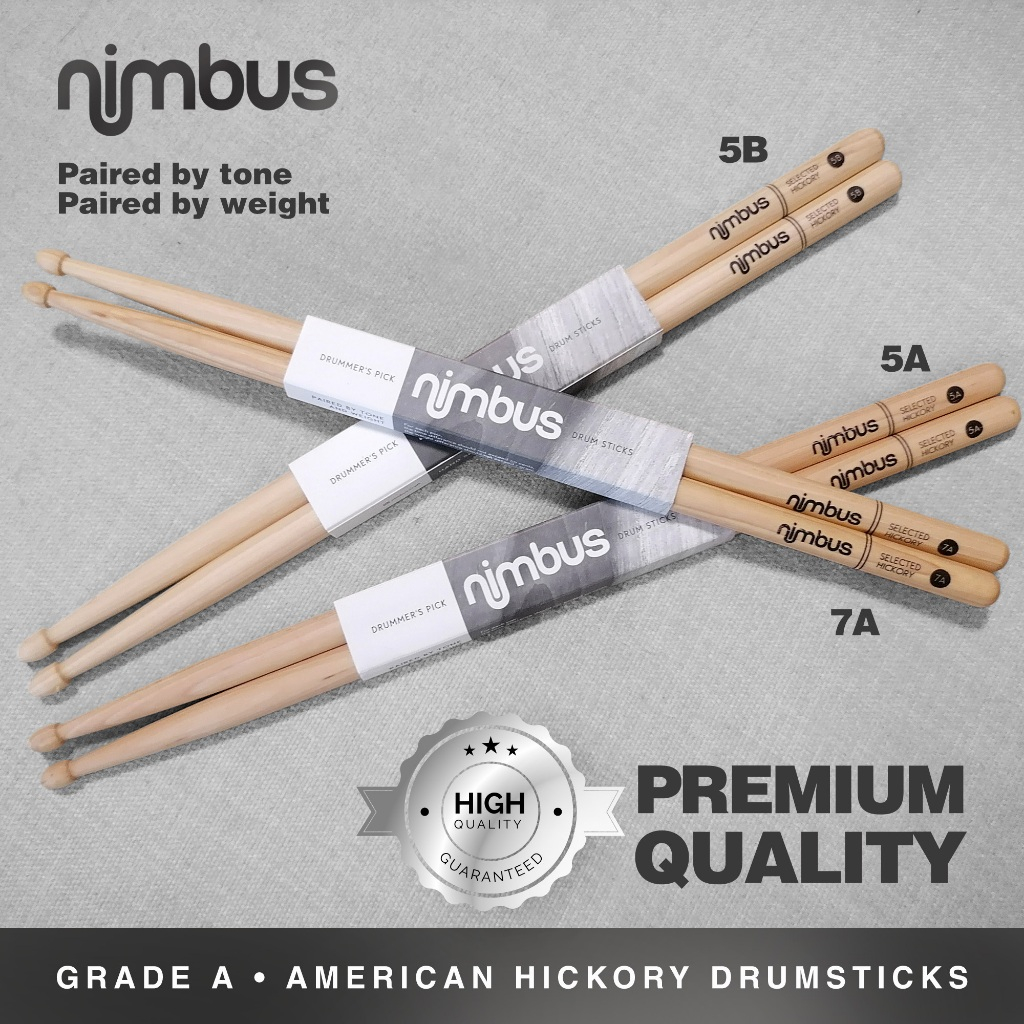 Nimbus Drumsticks Premium American Hickory Drum stick 7A 5A 5B drum ...