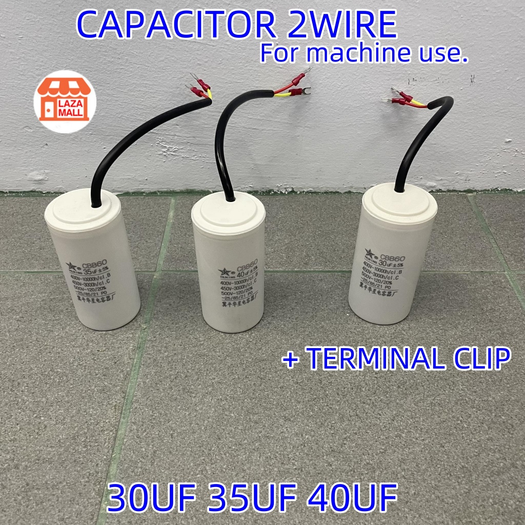 CAPACITOR 2WIRE TERMINAL 30UF 35UF 40UF FOR HEAVY MACHINE MOTOR 400V ...