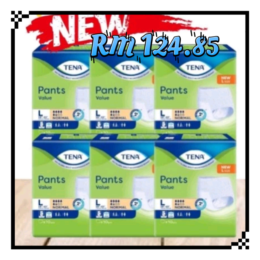 TENA VALUE PANTS ADULT DIAPERS(M10’s X 6Packs)/(L10’s X 6Packs)/(XL8 X 6 Packs)LAMPIN SELUAR ...
