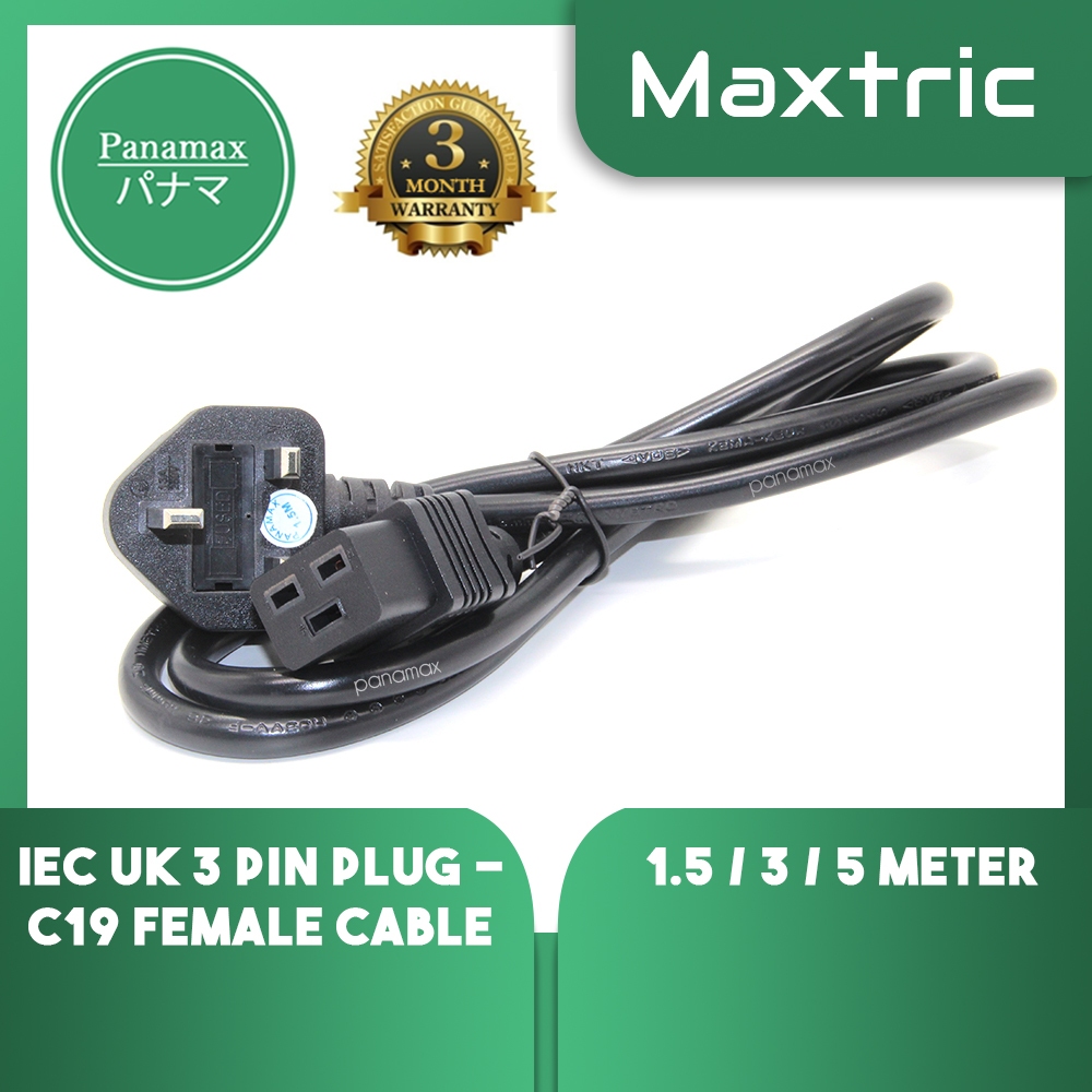 Panamax 16A 3 Pin UK Plug to C19 Female Cable Power Cord UPS PDU Power ...