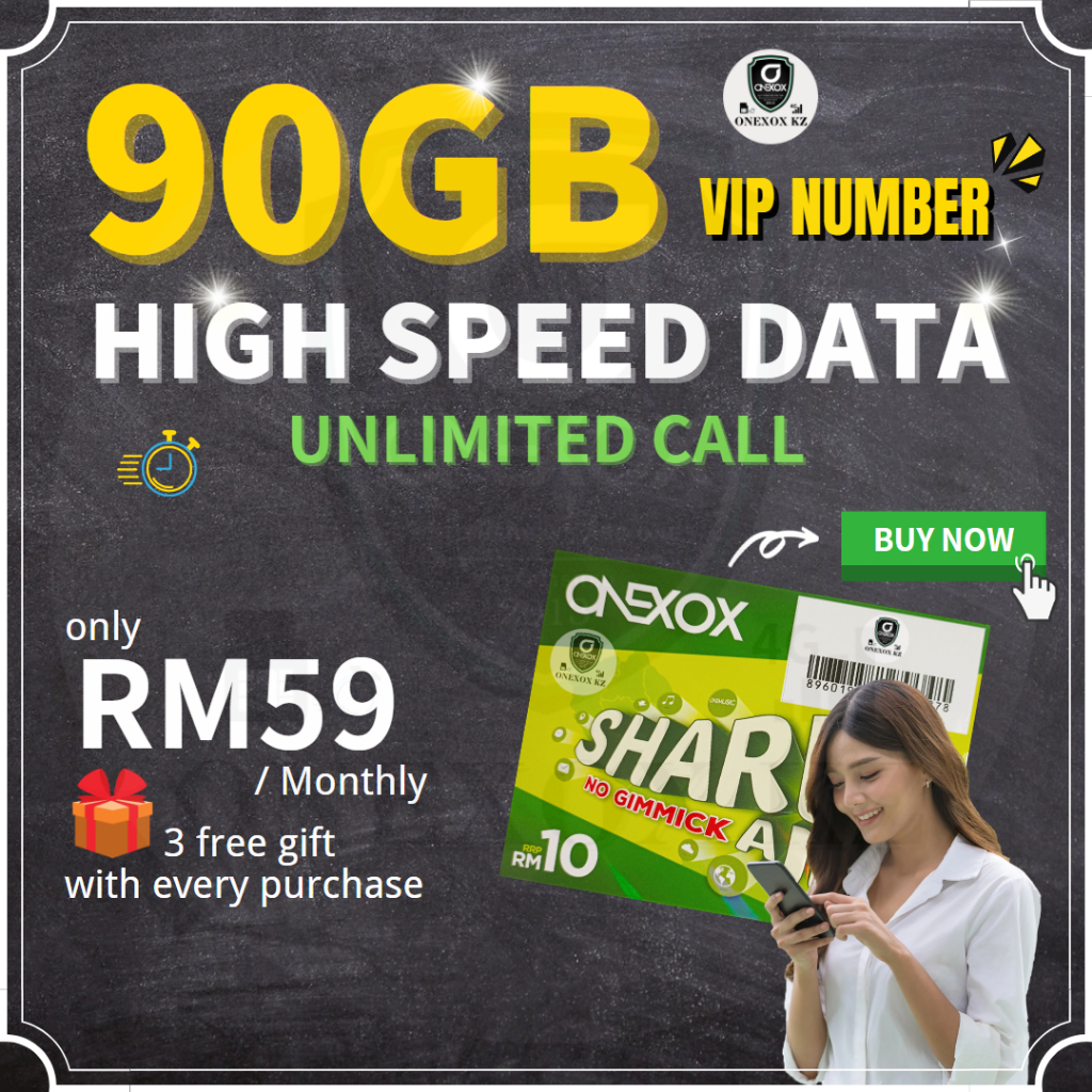 Onexox Simcard Xox Sim Card Black Simcard 90GB High Speed Data Unlimited Call Simkad Postpaid 4G ...