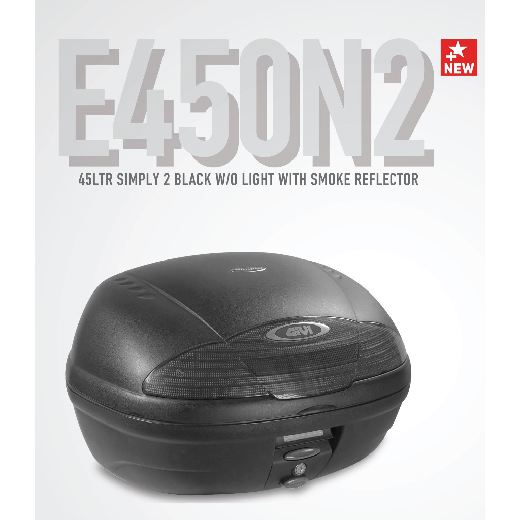 GIVI BOX E450N2 SIMPLY II BLACK W/O LIGHT WITH SMOKE REFLECTOR | Shopee ...