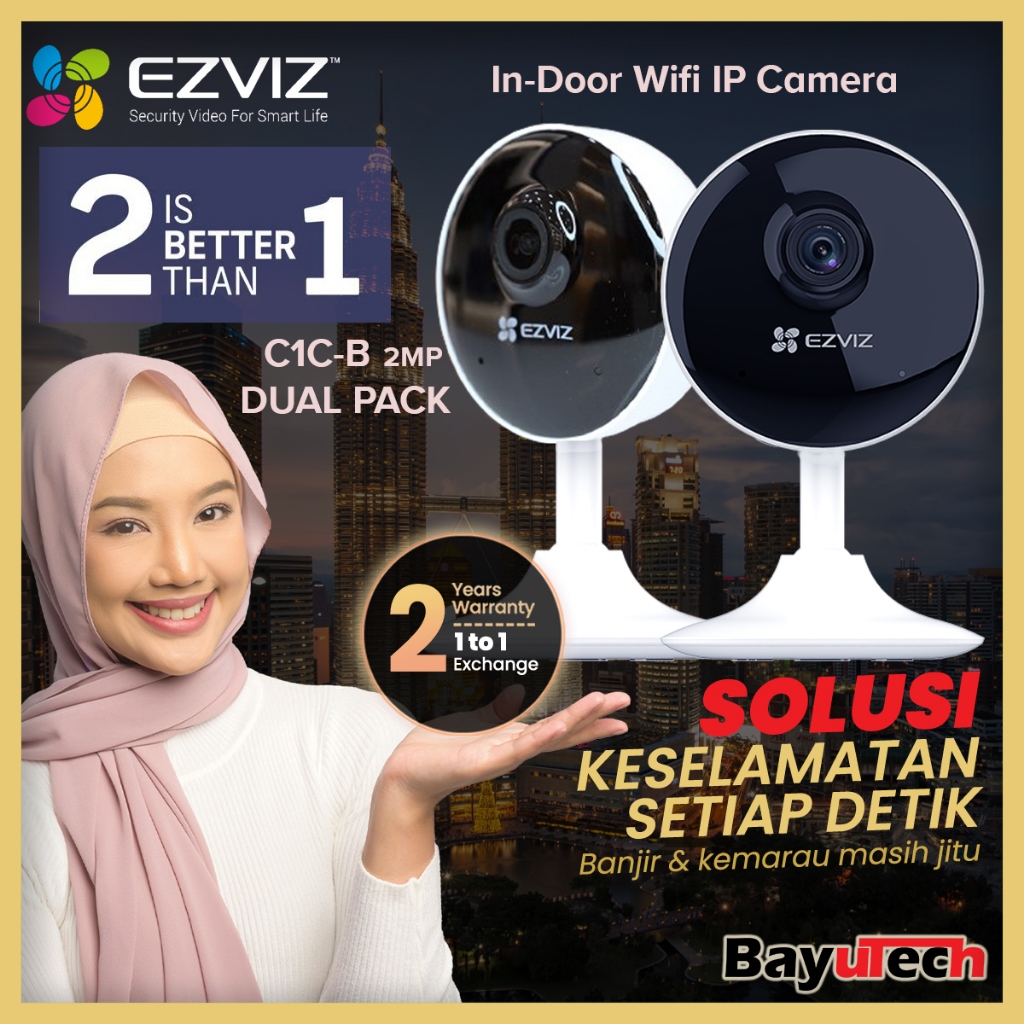 EZVIZ C1C DUAL 2MP H.265 Indoor Wireless CCTV Camera Wide-Angle Lens ...