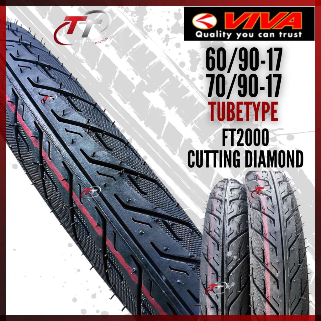 Viva Tayar Tyre FT2000 70/90-17 60/90-17 tayar tube type (FREE TUBE ...