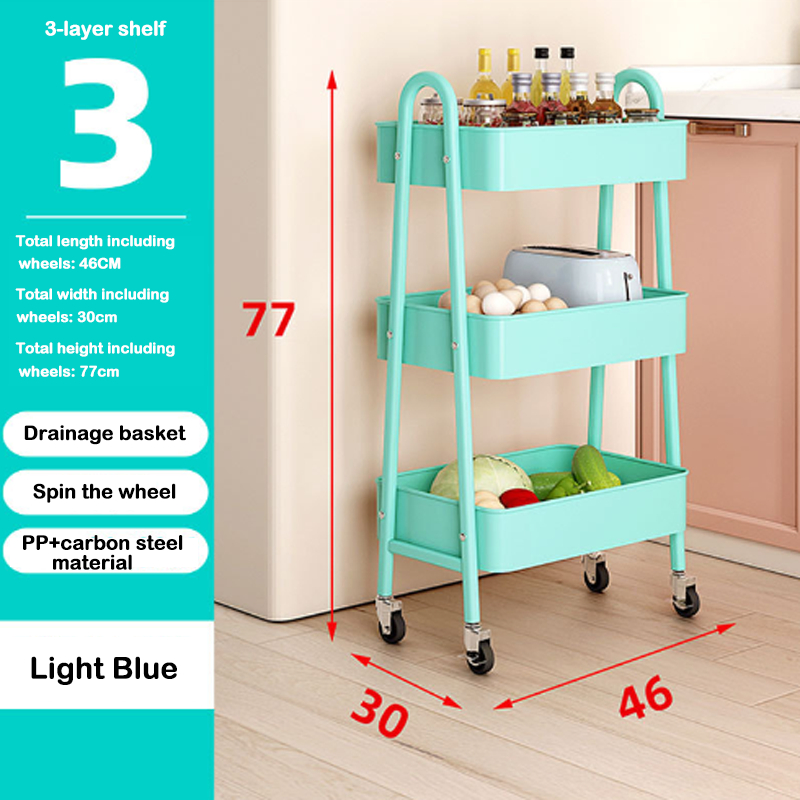 Ready Stock Full Set 4 tier Trolley Rack Quality Baby Storage Rack ...